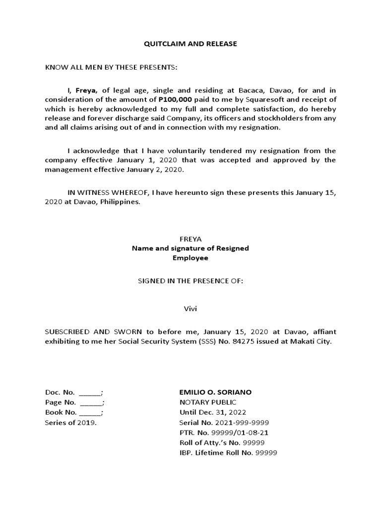 Quitclaim and Release Agreement | PDF