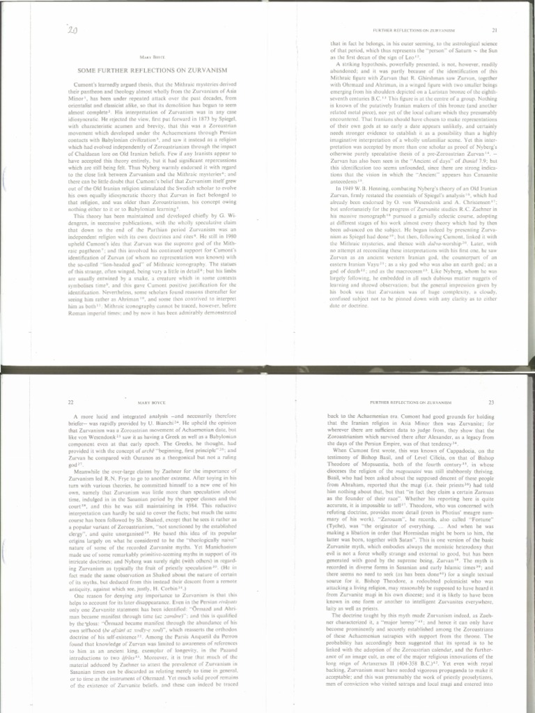 Boyce - Some Further Reflections On Zurvanism | PDF | Zoroastrianism ...