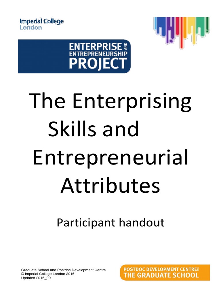 Enterprising Skills and Entrepreneurial Attributes | PDF ...