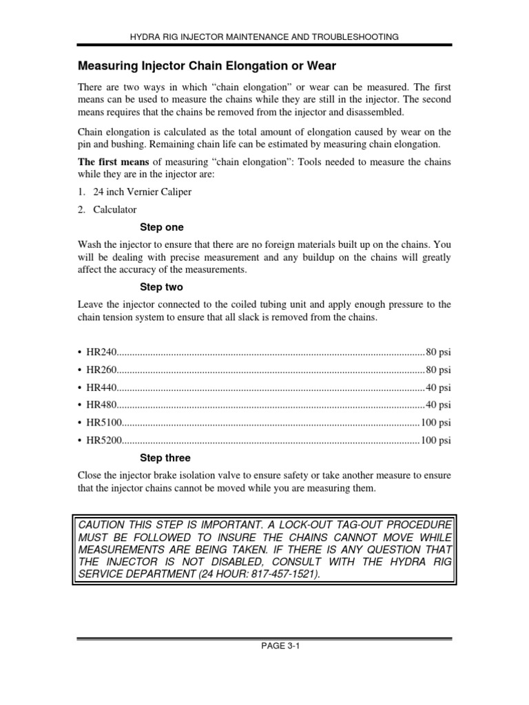 Measuring Chain Elongation in Injectors | PDF | Manufactured Goods ...