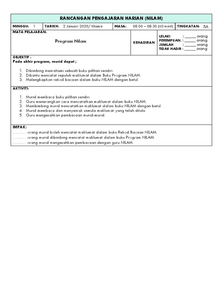 RPH Nilam 2020 | PDF