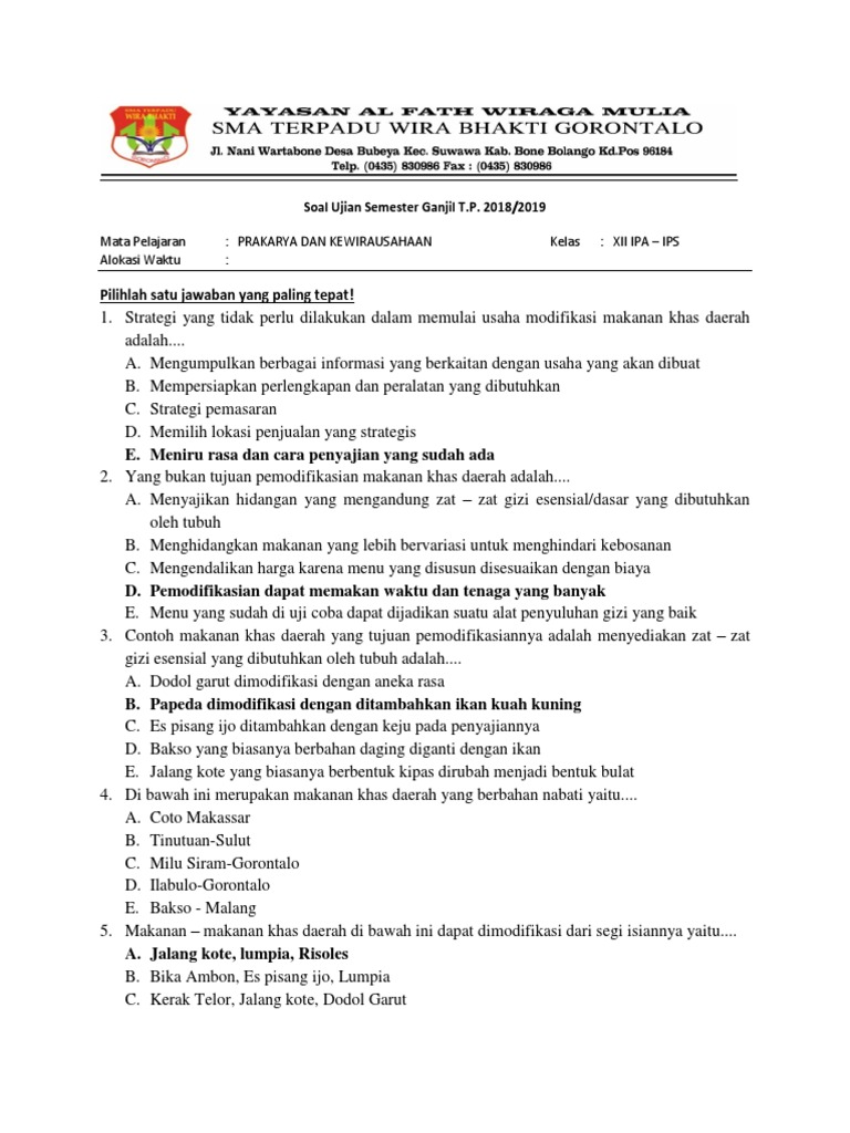 Soal PKWU XII. Fix | PDF