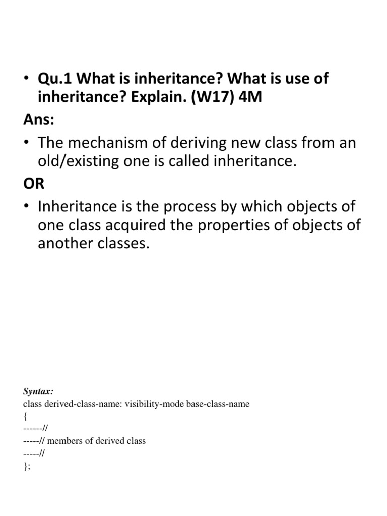 Unit 3 Inheritance Pdf Inheritance Object Oriented Programming Class Computer Programming