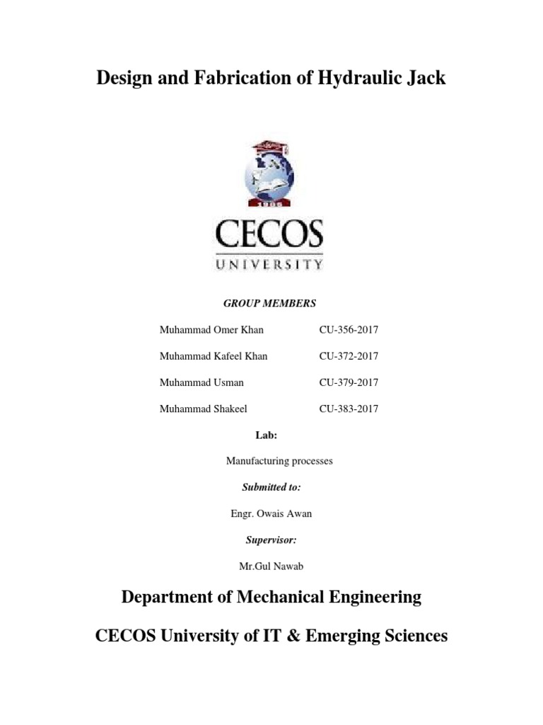 Design and Fabrication of Hydraulic Jack | PDF | Machines | Mechanical ...