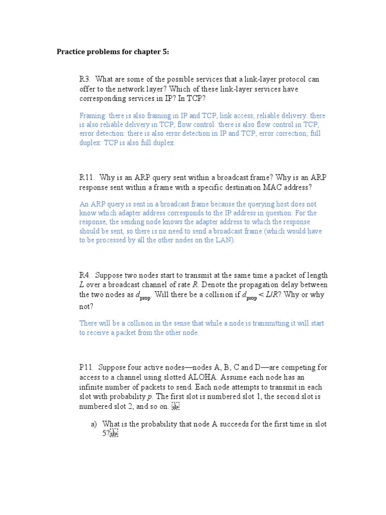 Practice Problems For Chapter 5-Sol | PDF | Ip Address | Router (Computing)