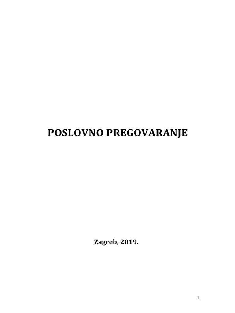 Poslovno Pregovaranje - Skripta 2019 | PDF