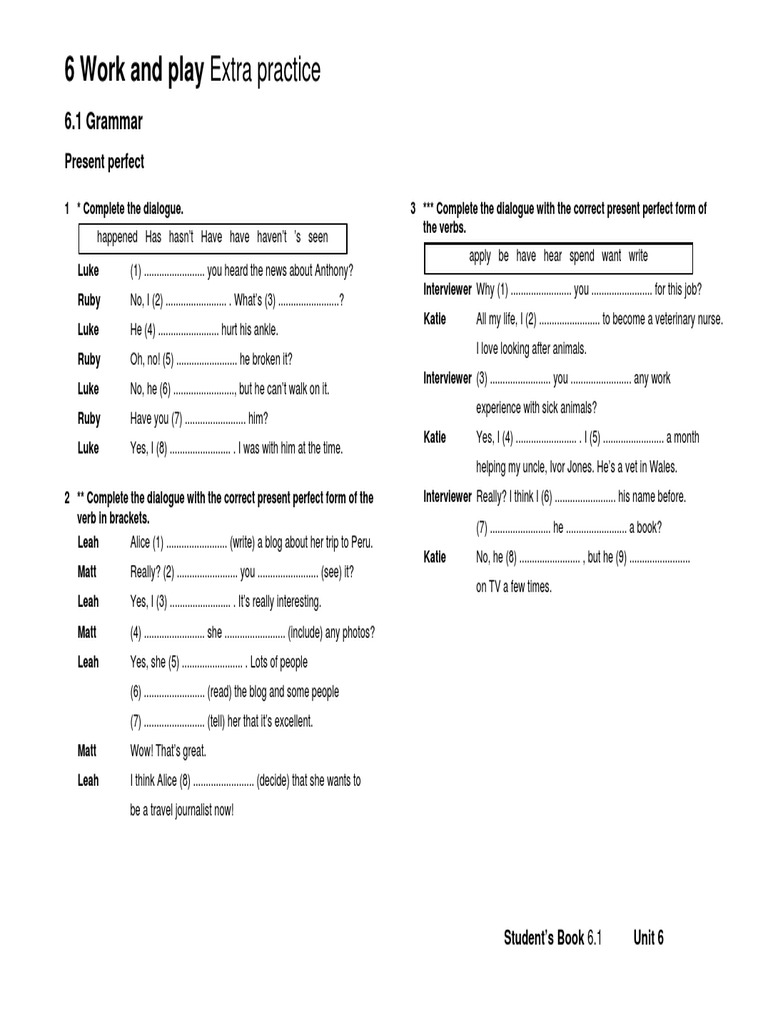 6.1 Grammar - Present Perfect | PDF | Grammar