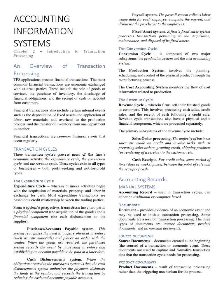 AIS - Chapter 2 | PDF | Inventory | Databases