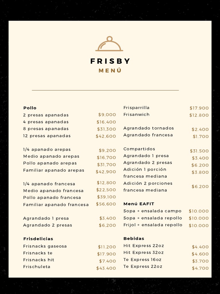 Menu Frisby | PDF | Alimentos | Cocina