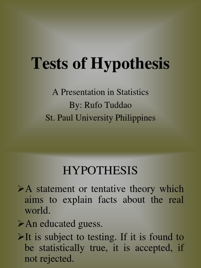 Simple Test of Hypothesis | PDF | Type I And Type Ii Errors ...