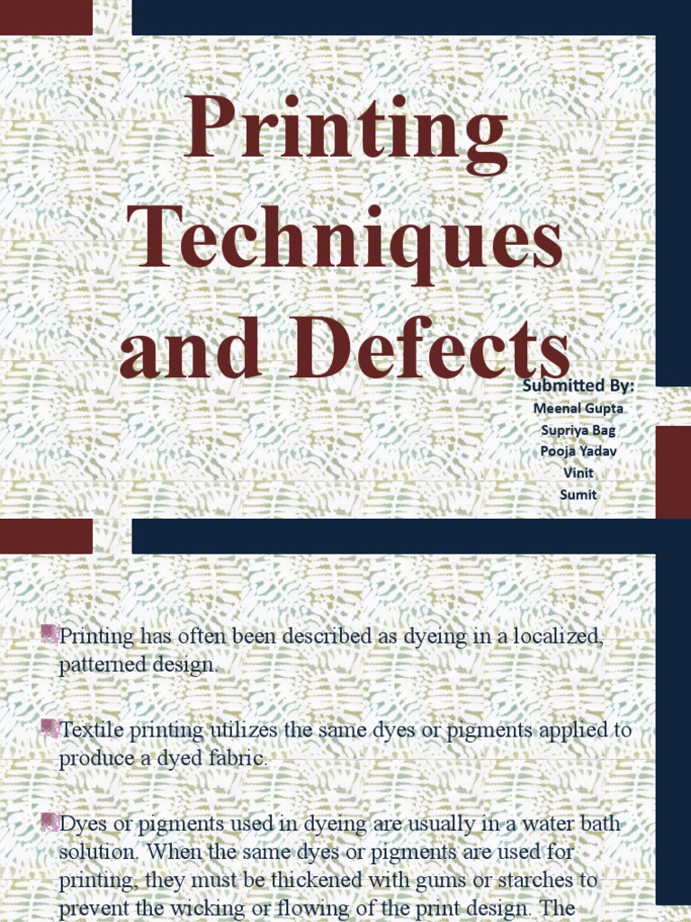 Printing Techniques and Printing Defects | PDF | Printmaking | Textiles