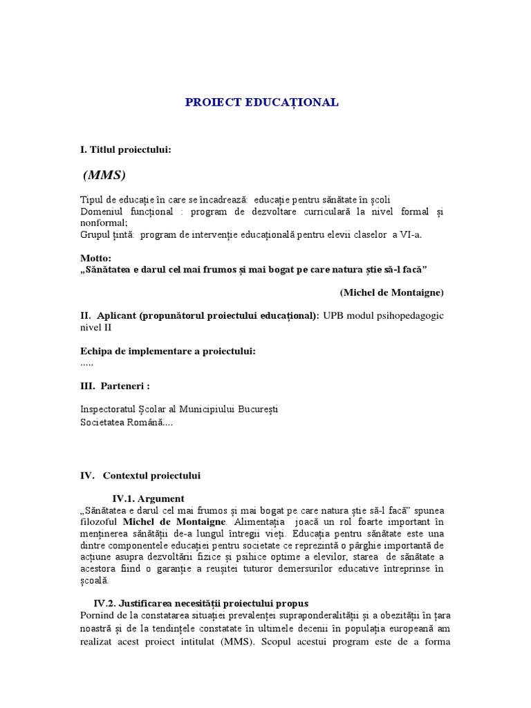 Proiect Educational MMS | PDF