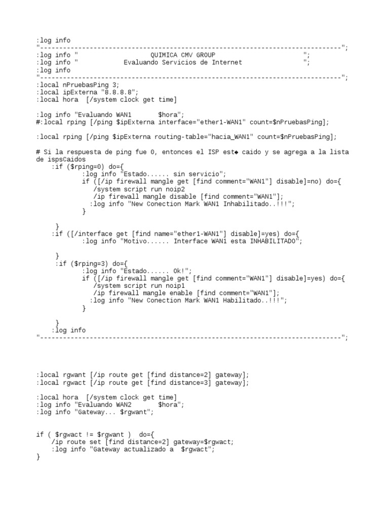 Script Mikrotik Failover | PDF | Data Transmission | Networking Standards
