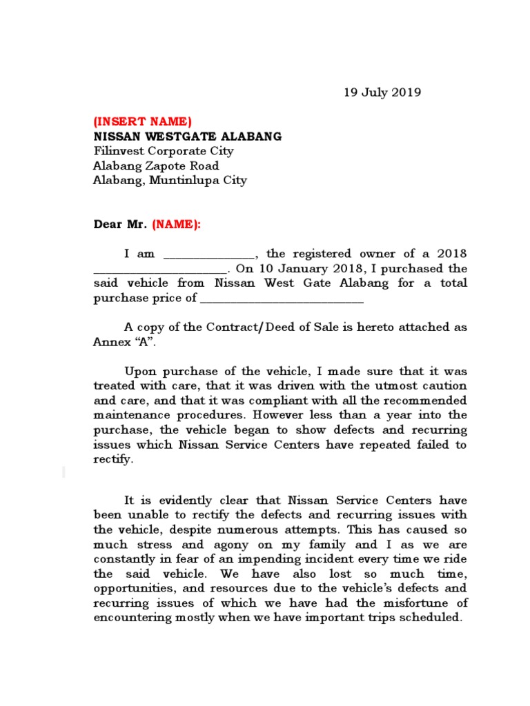 Demand Letter For Car Dealer | PDF