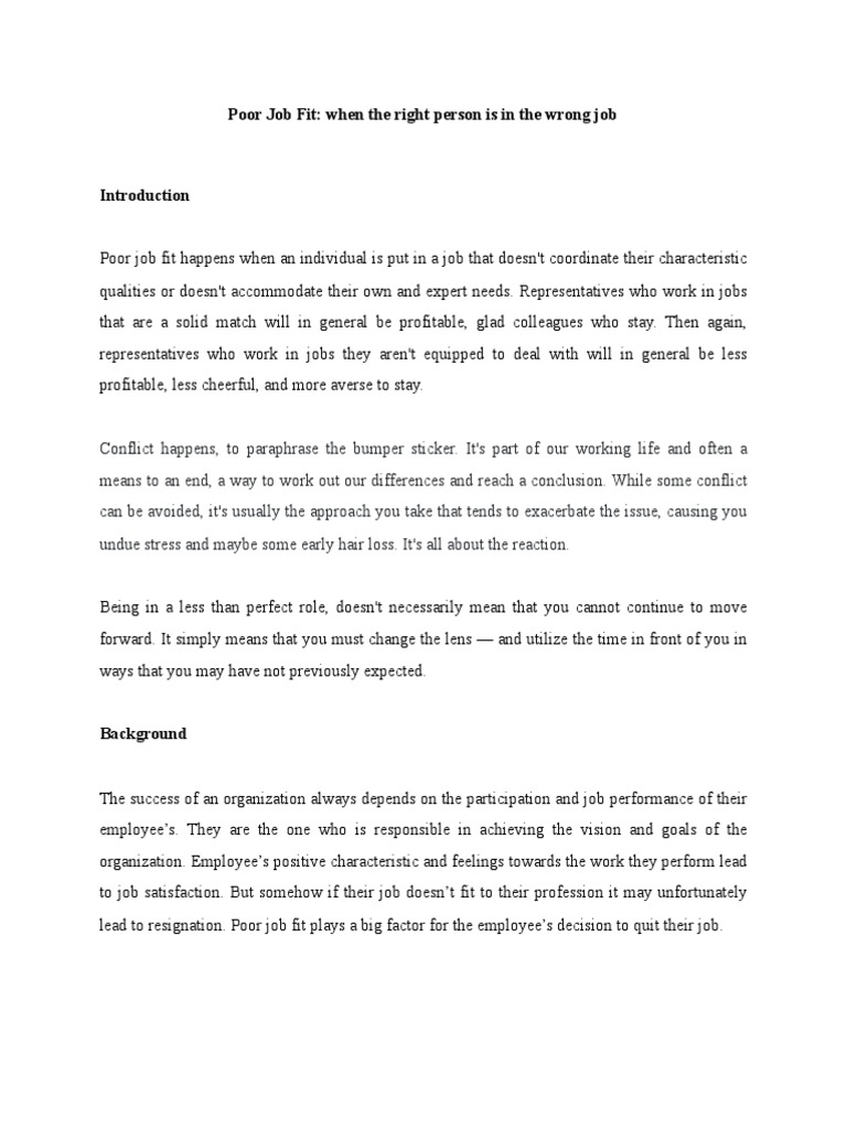 Poor Job Fit | PDF | Employment | Salary