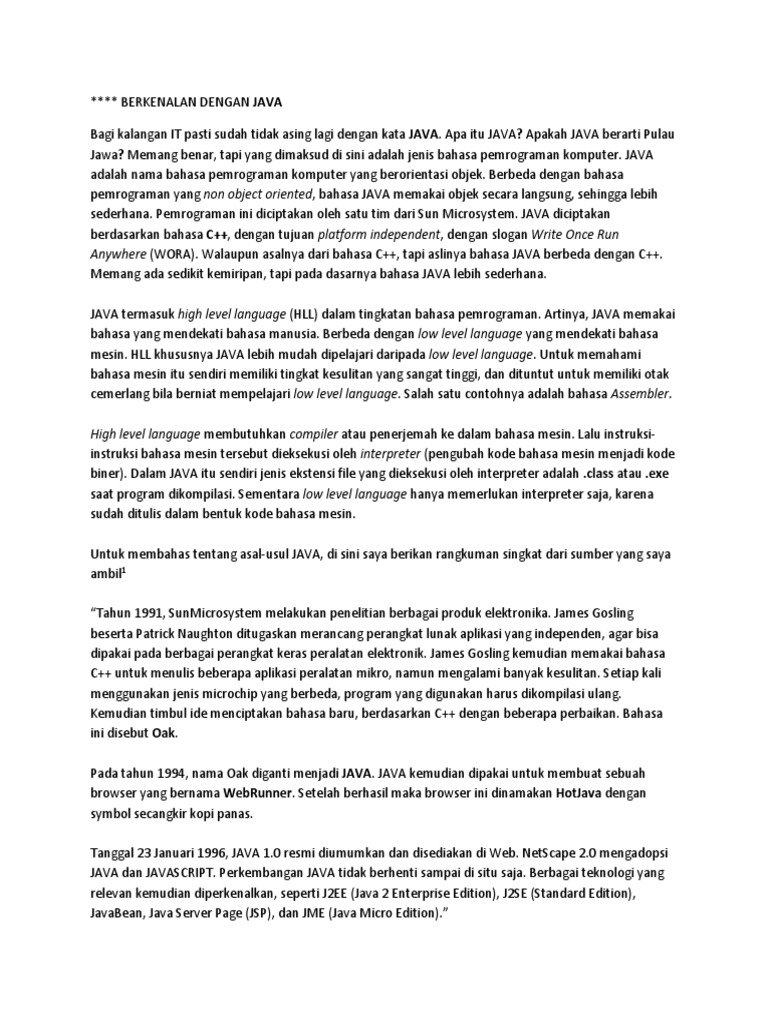 Berkenalan Dengan Java | PDF