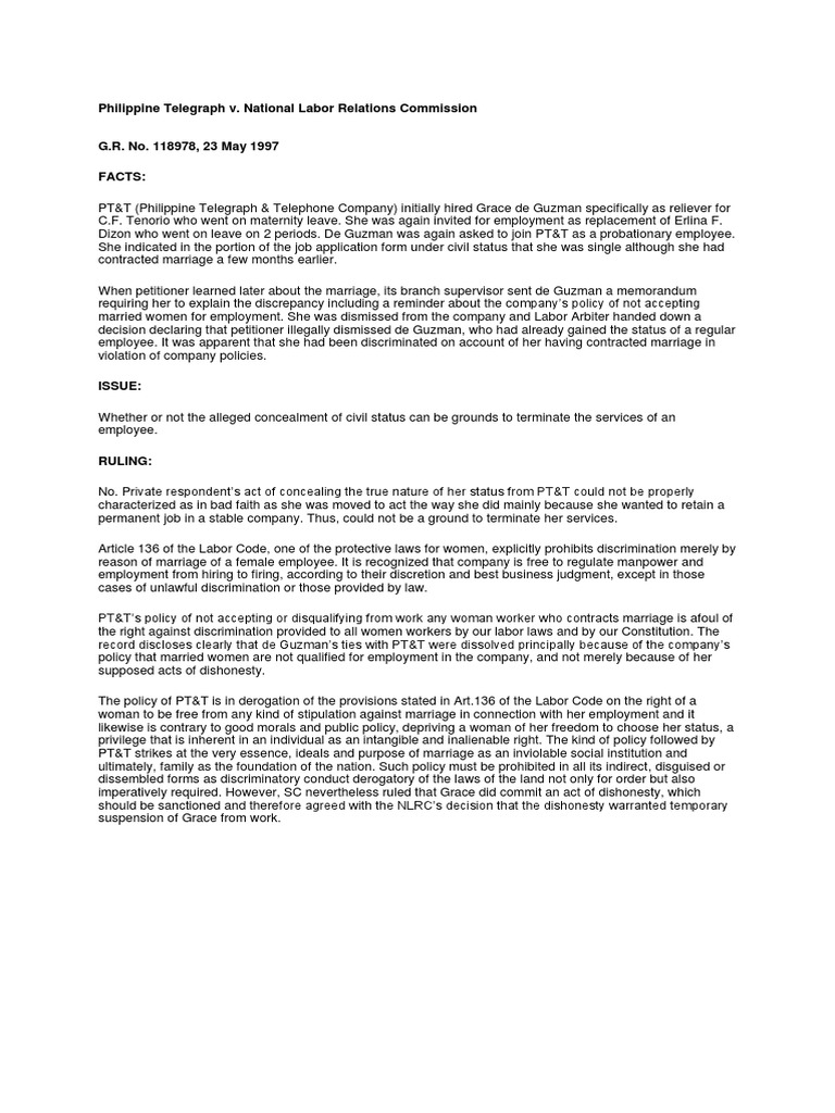 Philippine Telegraph v. NLRC, GR No. 118978 May 23, 1997.docx ...