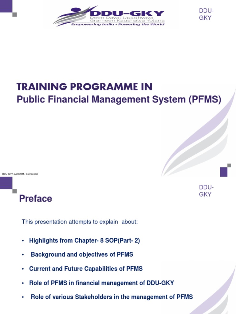 PFMS Training Overview for DDU-GKY | PDF | Financial Audit | Receipt