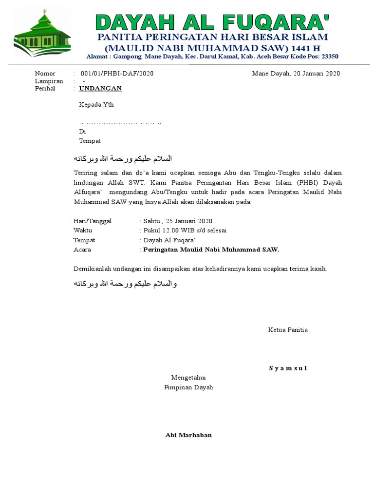 Undangan Maulid Nabi | PDF