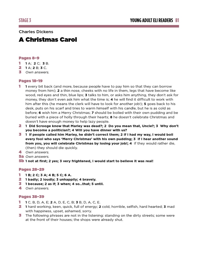 A Christmas Carol B1 Solution | PDF | Ebenezer Scrooge | A Christmas Carol