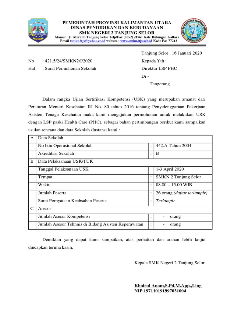 Surat Untuk LSP PHC | PDF