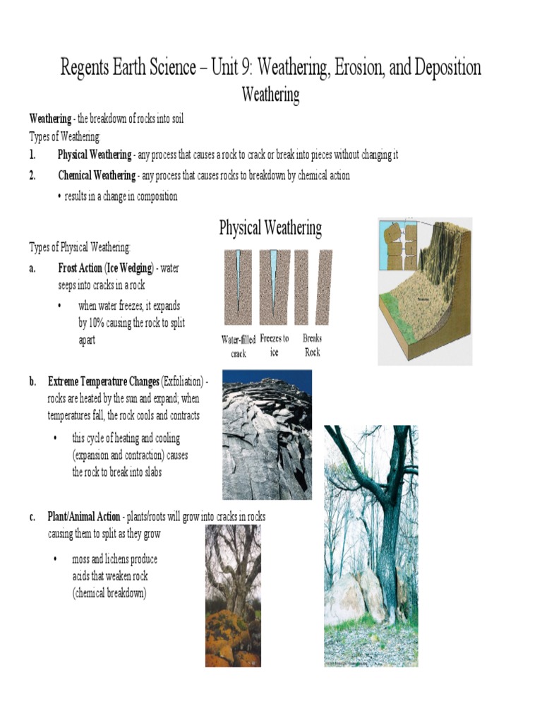Weathering Erosion Deposition Review Notes | PDF | Weathering | Erosion