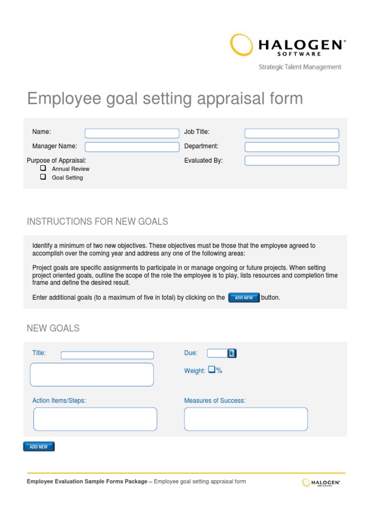 Employee Goal Setting Appraisal Form | PDF | Performance Appraisal | Goal Setting