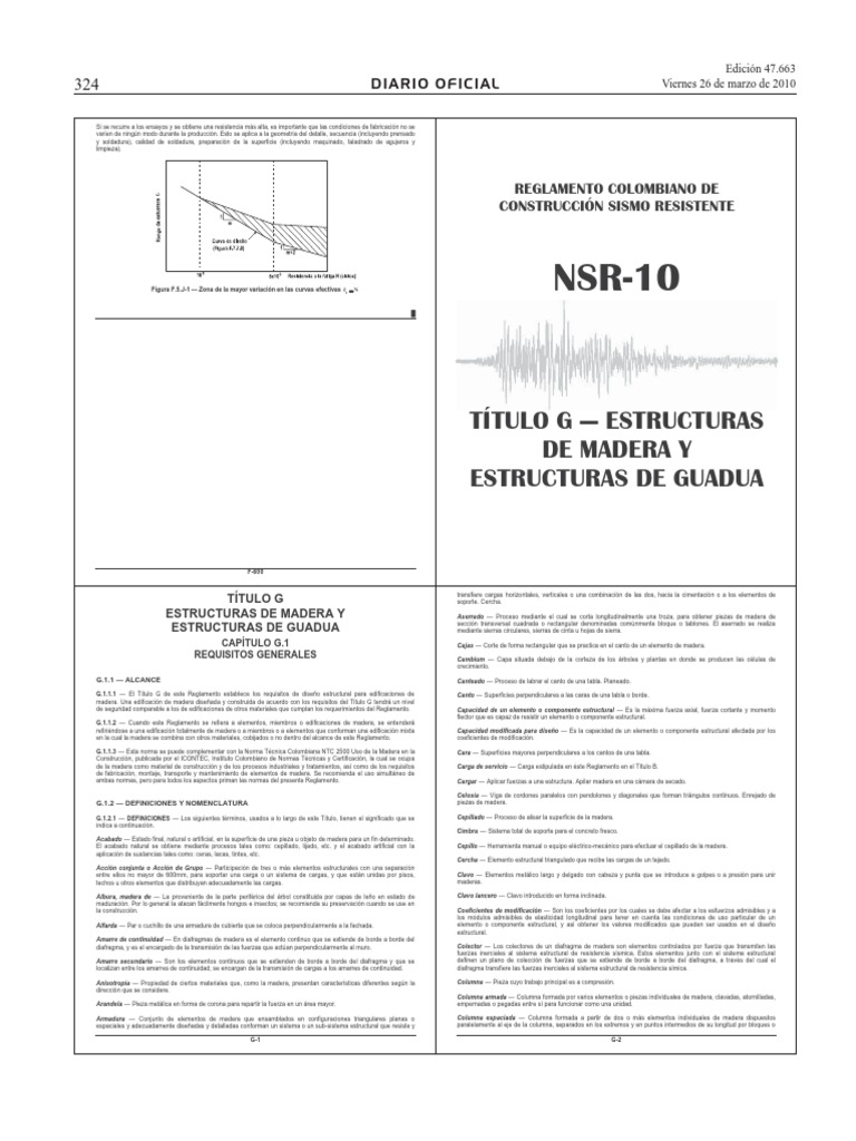 Titulo G. Estructuras de Madera y Guadua NSR-10 | PDF | Madera | Doblar