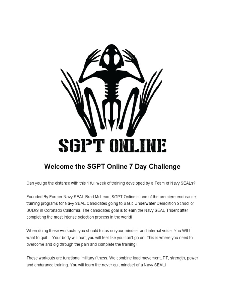 7 Day Training Plan PDF | PDF | United States Navy Sea Ls | Physical ...