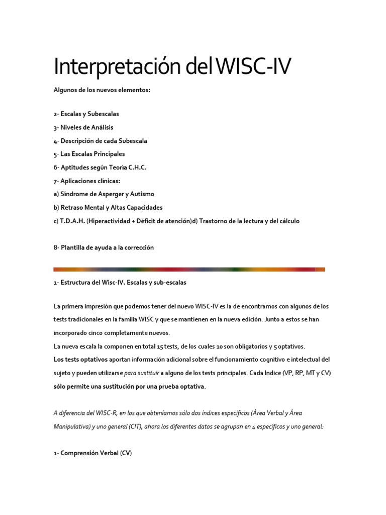 Interpretacion Del WISC | PDF | Síndrome de Asperger | Espectro autista