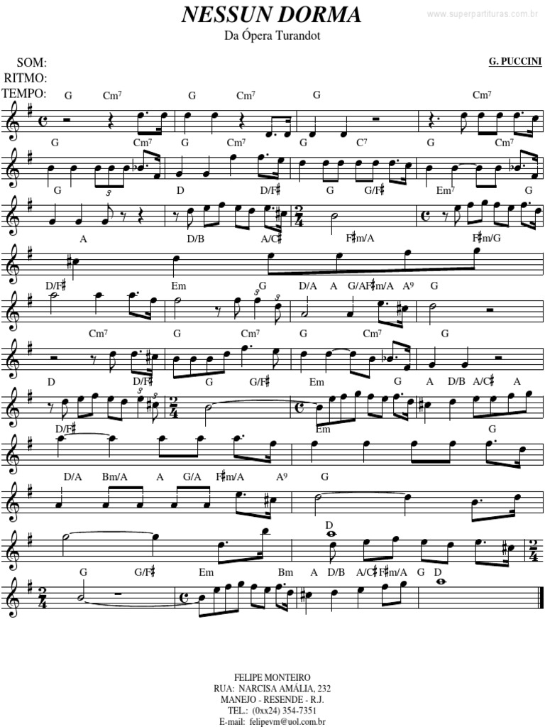 (Superpartituras - Com.br) Nessum Dorma Turandot PDF | PDF