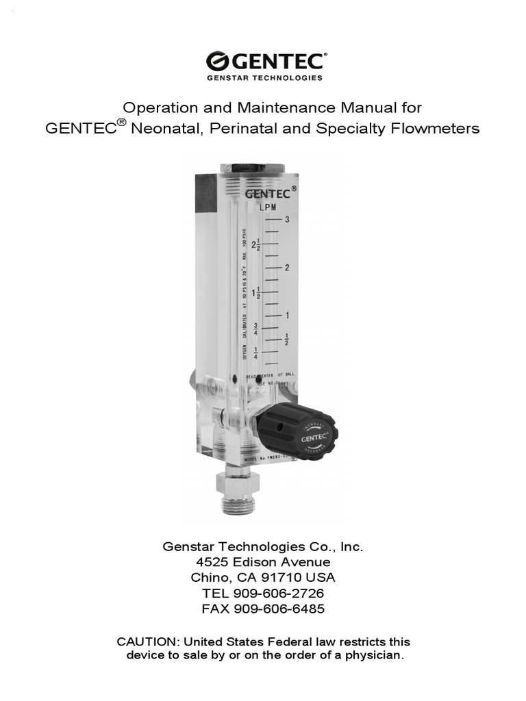 Flujometro Gentec FM293-1L-X (Ingles) | PDF | Valve | Flow Measurement