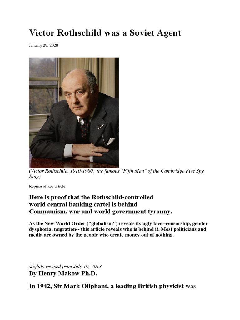 Victor Rothschild Was A Soviet Agent | PDF | Violence | Unrest