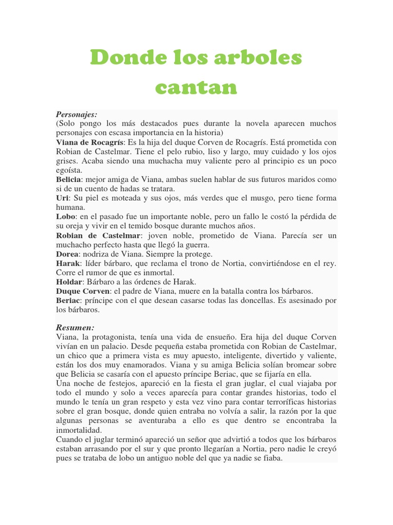 Donde Los Arboles Cantan | PDF