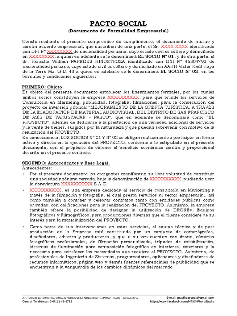 Documento de Pacto Social | PDF | Publicidad | Sociedad