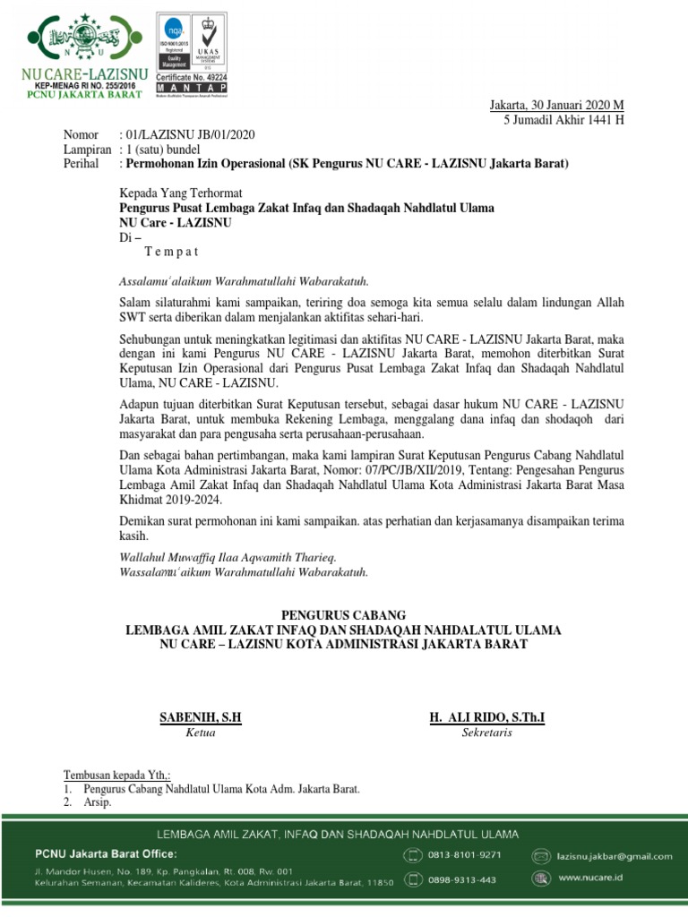 Blanko Surat Lazisnu Pcnu Jakarta | PDF