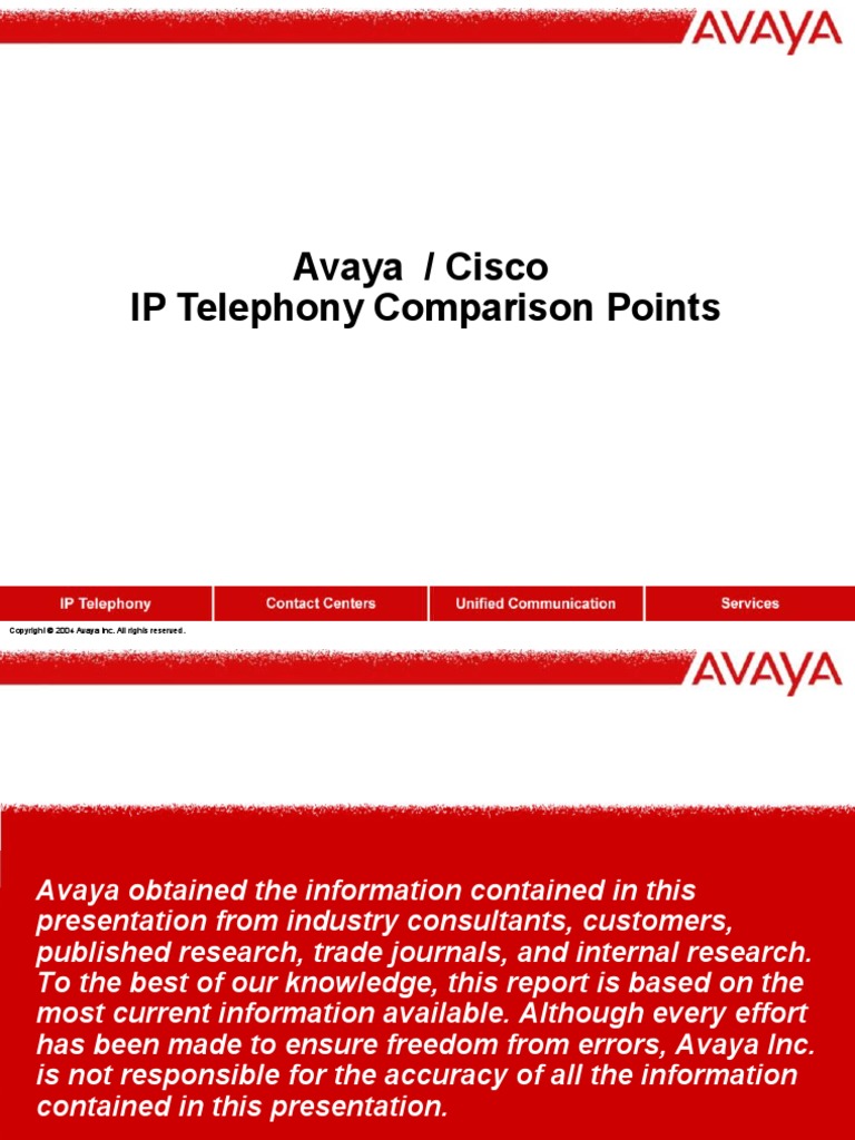 Avaya Vs Cisco Comparison | PDF | Computer Network | Mobile Phones