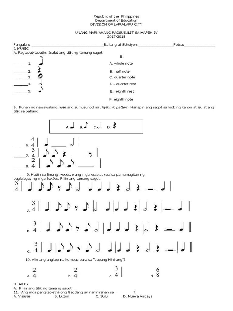 1ST Pt-Mapeh-4 | PDF