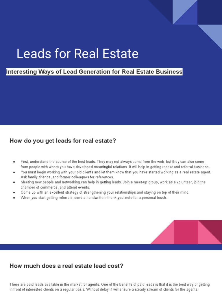 Leads For Real Estate - Best Ways To Find Leads For Real Estate | PDF ...
