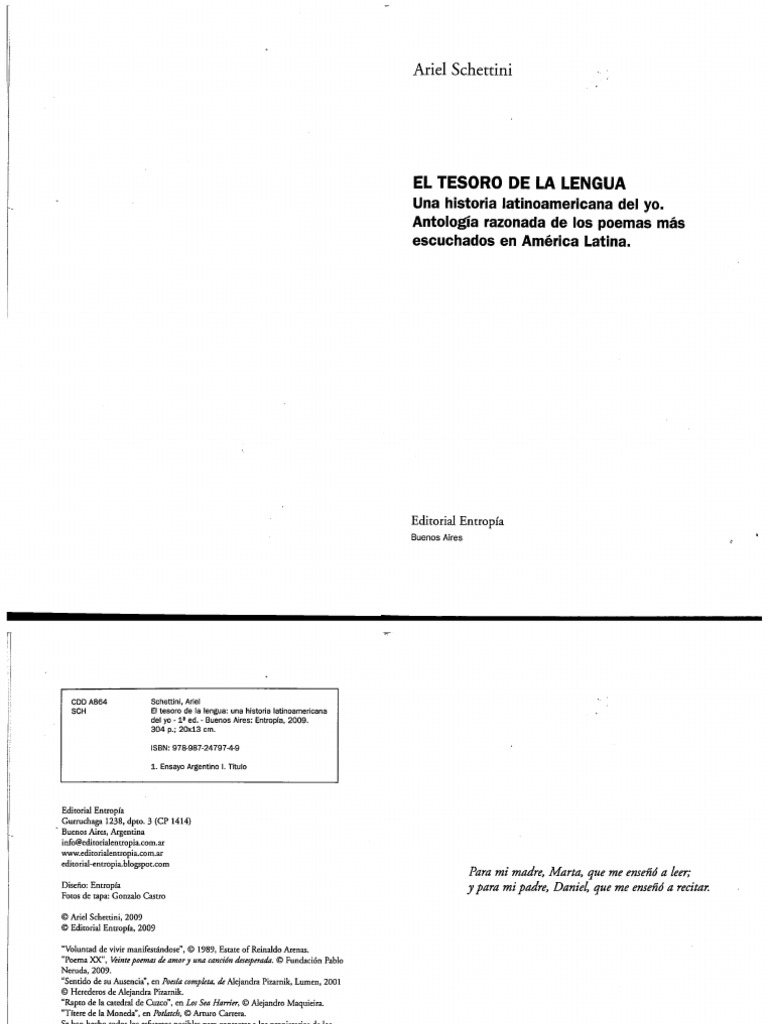 SCHETTINI, Ariel - El Tesoro de La Lengua. Una Historia Latinoamericana ...