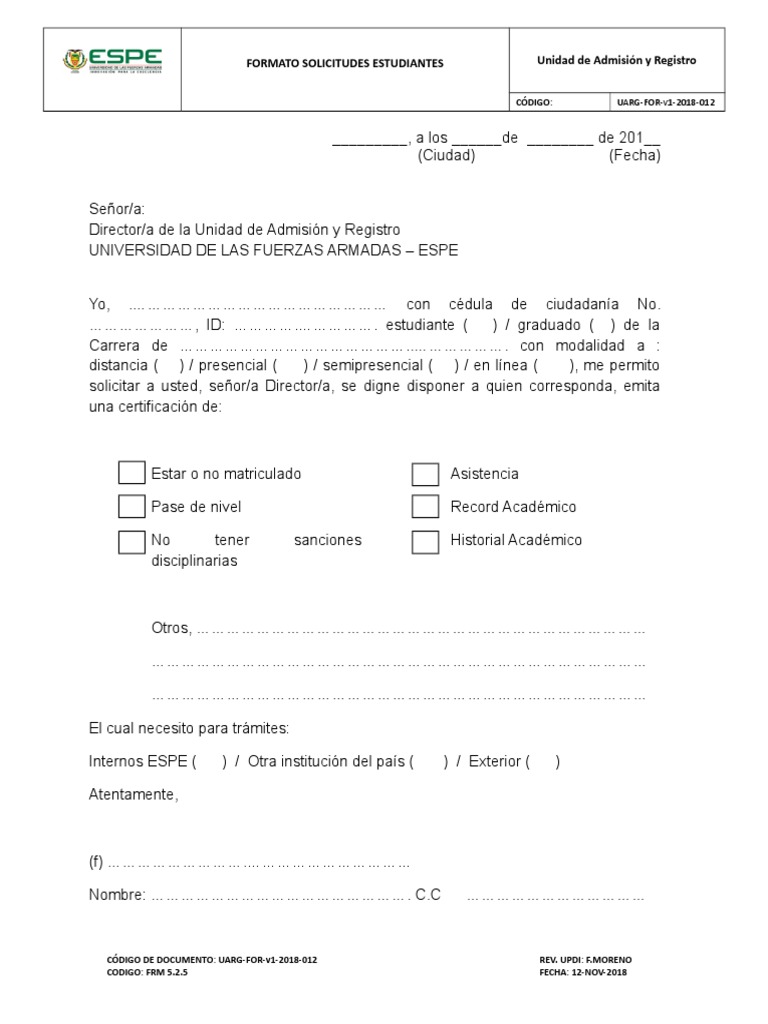 Espe Software Solicitudes Estudiantes | PDF