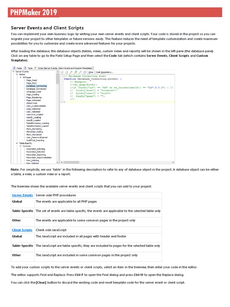 Server Events and Client Scripts PDF | PDF | Php | J Query