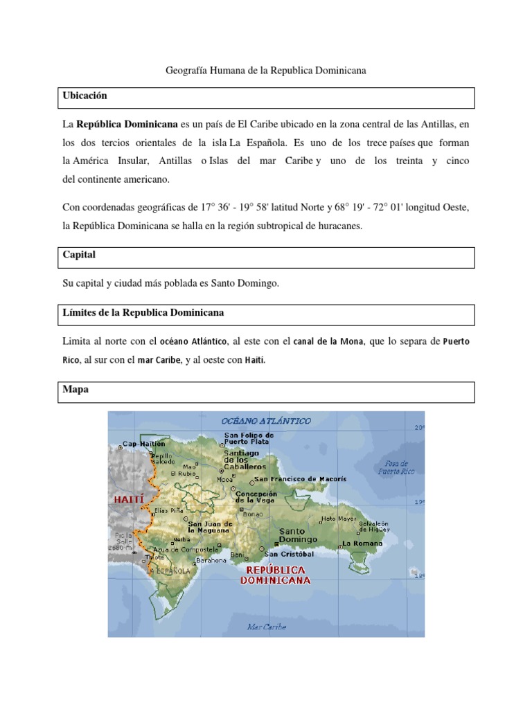 Geografía Humana de La Republica Dominicana | PDF | Science | Geografía