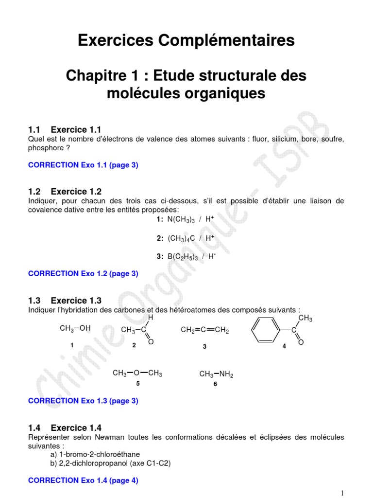 Exercices Struct Mol Orga | Download Free PDF | Valence (Chimie) | Composés organiques