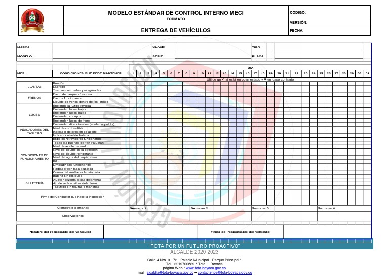 Formato de control vehicular | PDF | Estilos de carrocería ...