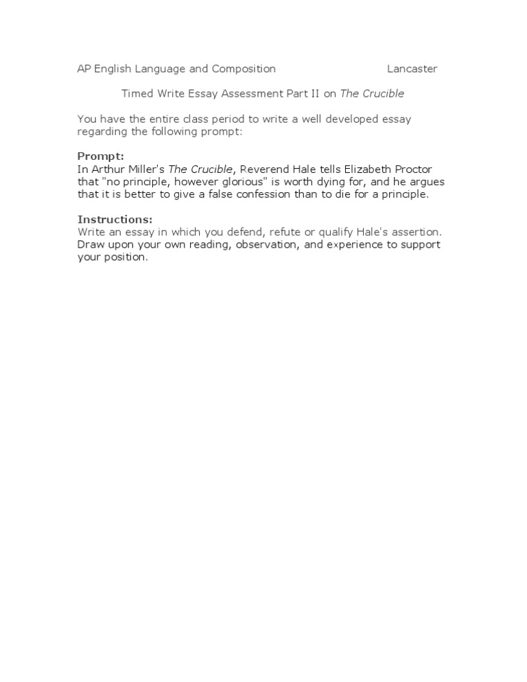 The Crucible Argument Prompt II | PDF | General Fiction