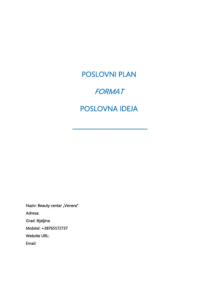 POSLOVNI PLAN-Lela | PDF