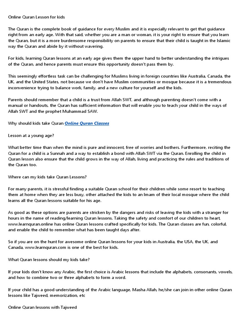 197125online Quran Lesson For Kids | PDF | Quran | Islam