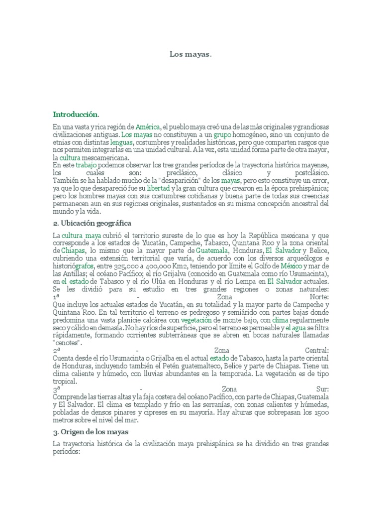 Monografia de Los Mayas | PDF | Civilización maya | Mesoamérica