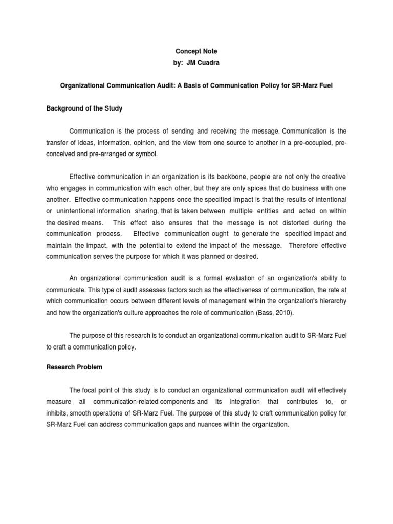 Concept Note - Organizational Communication Audit | PDF | Communication ...